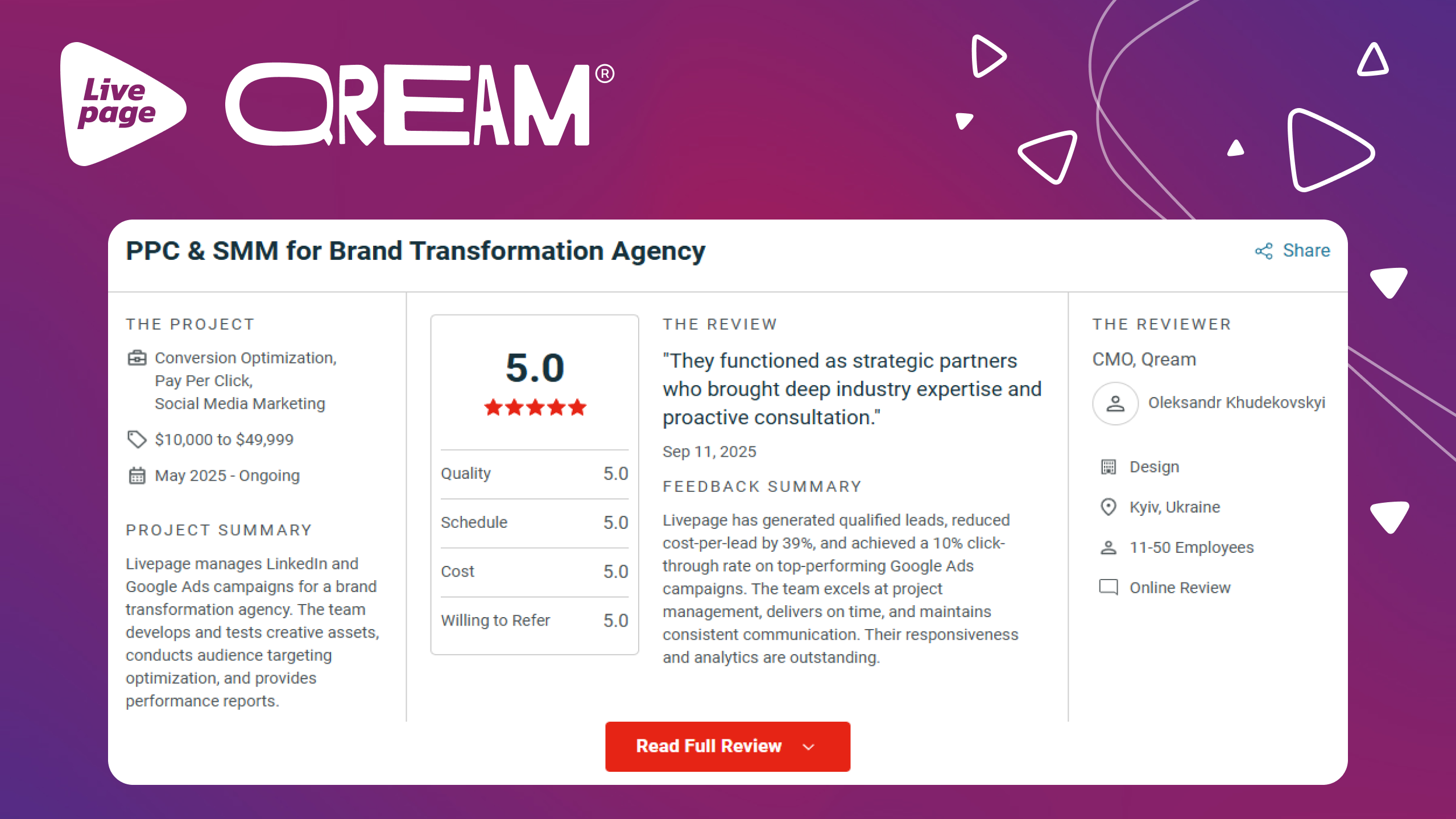 Review of Cooperation with Livepage from Qream - Livepage